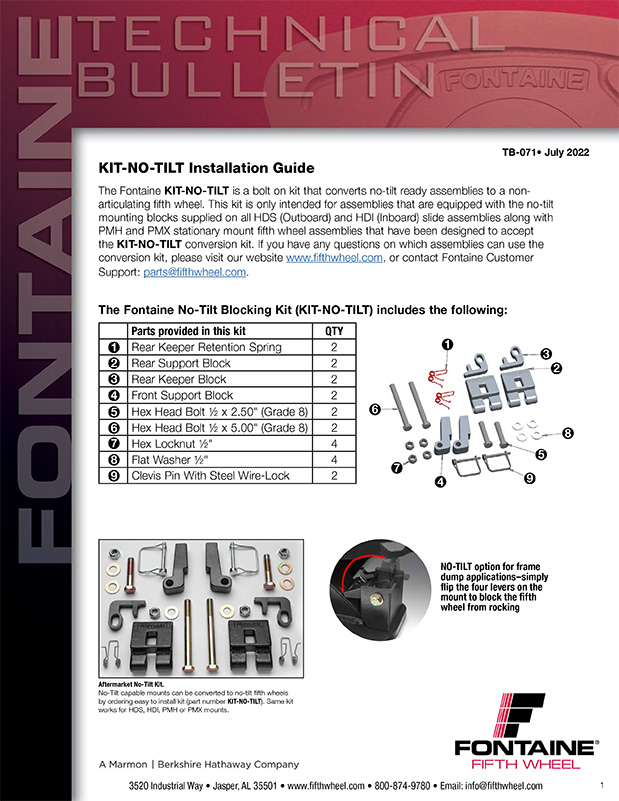 Fontaine Fifth Wheel -- Heavy Duty and Weight Savings No-Slack Fifth Wheels